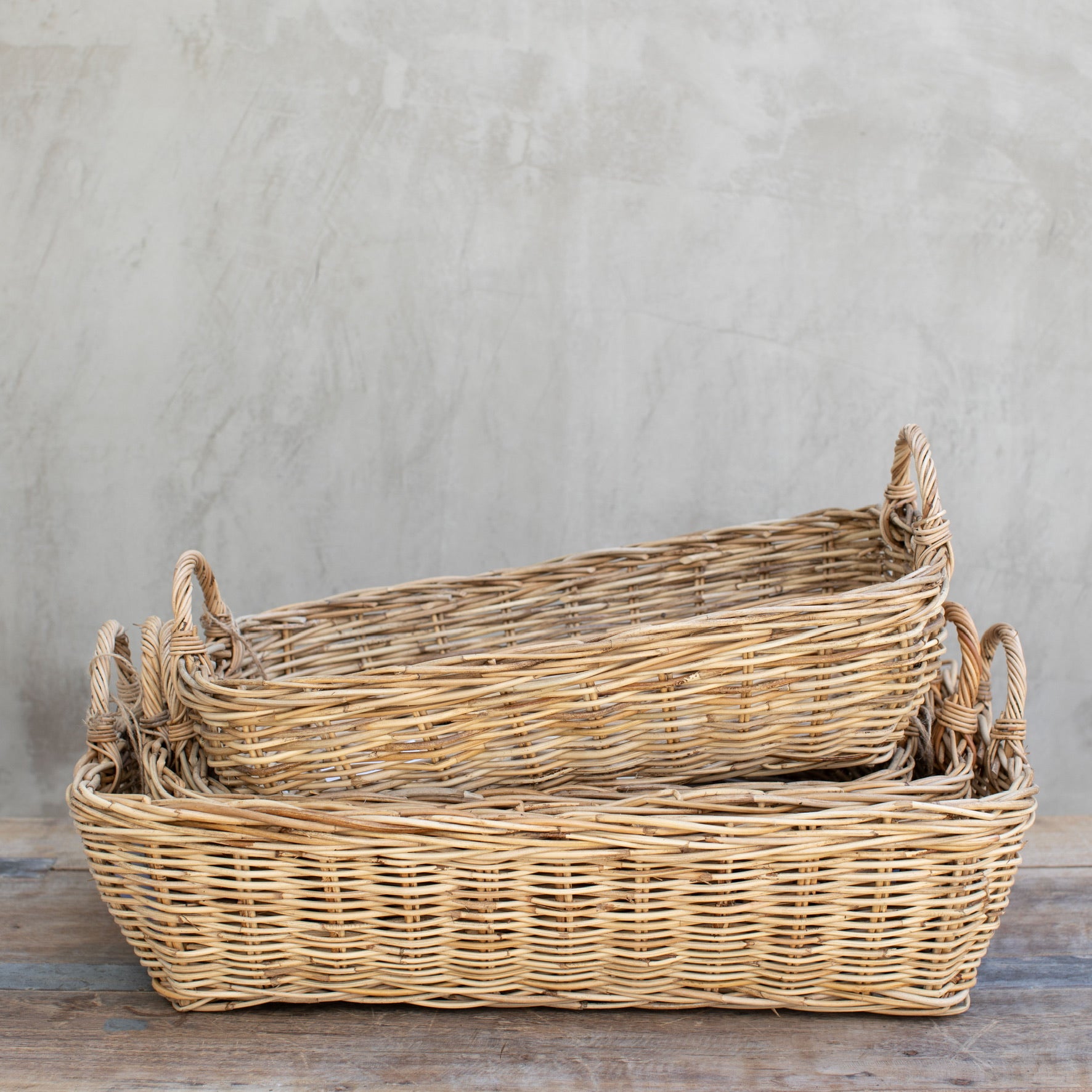 Canastos de Ratán Rectangulares con Mangos - 3 Tamaños Disponibles ...